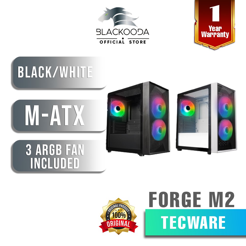 TECWARE FORGE M2 ARGB TG M-ATX CHASSIS - BLACK / WHITE | Shopee Malaysia