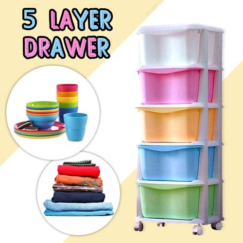 { READY STOCK IN MALAYSIA } 5 Layer Drawer (Ice Cream Color) | Shopee ...