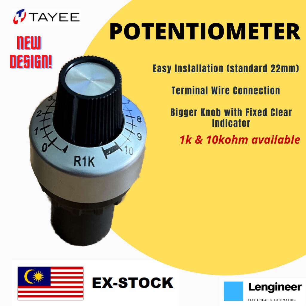 Potentiometer (fixed indicator design) 1kohm 10kohm variable resistor ...