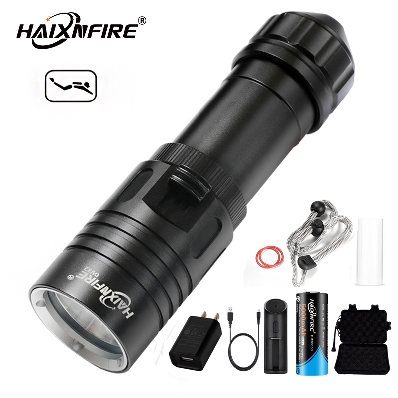 HaixnFire DV32 Diving Flashlight L2 LED Waterproof flashlight 2500 ...