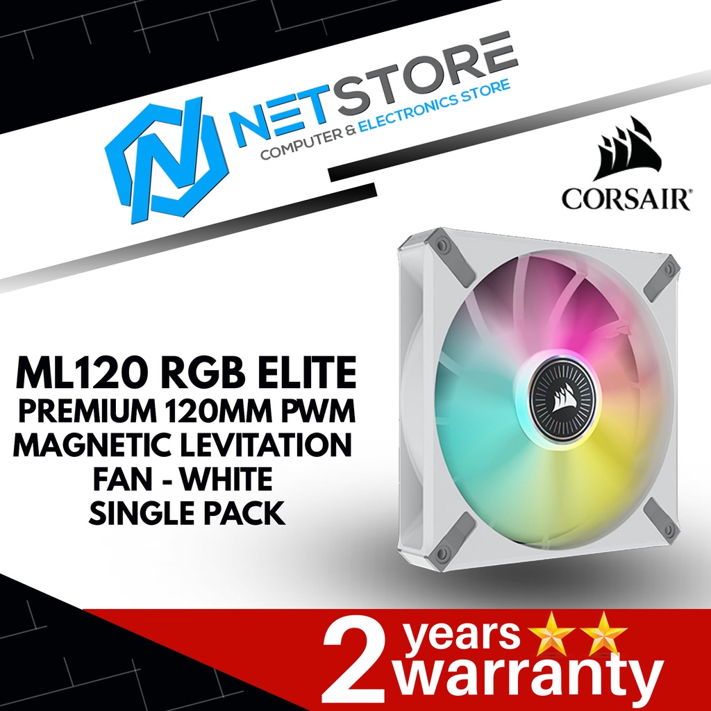 CORSAIR ICUE ML120 RGB ELITE PREMIUM 120MM PWM MAGNETIC LEVITATION FAN ...