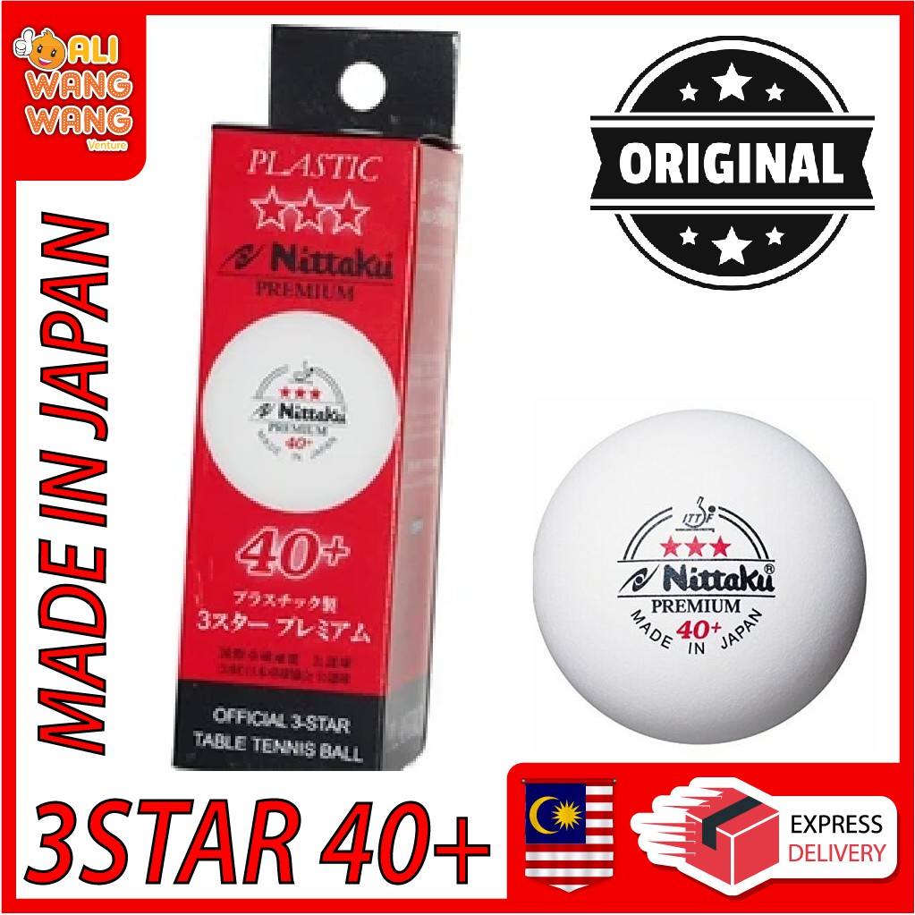 Nittaku Ball 3-Star Premium Table Tennis Ball Bola Ping Pong Original 3 pcs in box (ORIGINAL ...