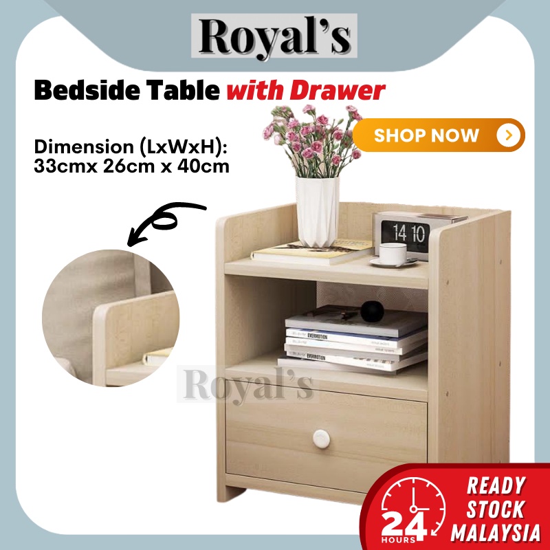 ROYAL'S Bedside Table with Drawer Small Side Table Bedroom Cabinet ...
