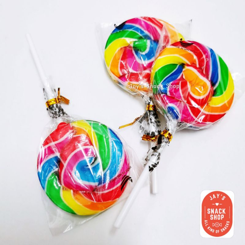(Party Fun Size) Rainbow Lollipop Gula-Gula Lollipop Batang( Random ...