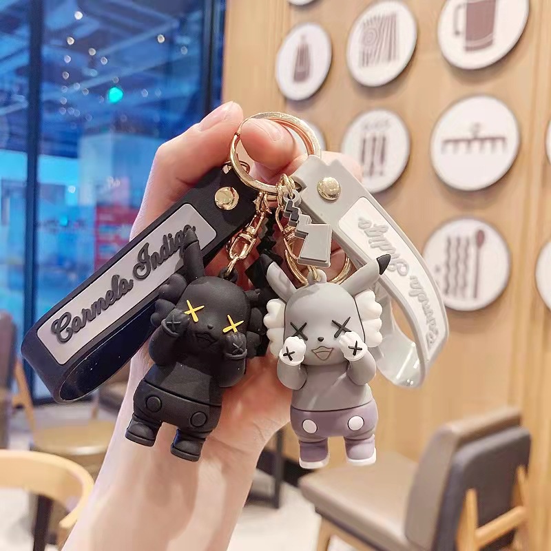 Kaws bear doll Pikachu doll keychain creative backpack pendant car ...