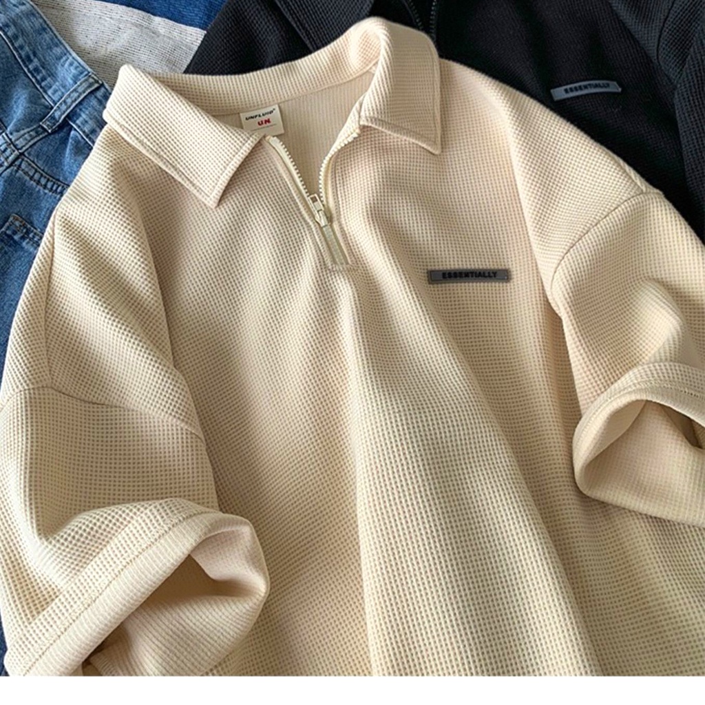 Mollge Casual Collared Short Sleeved Polo T Shirt Men Summer Korean