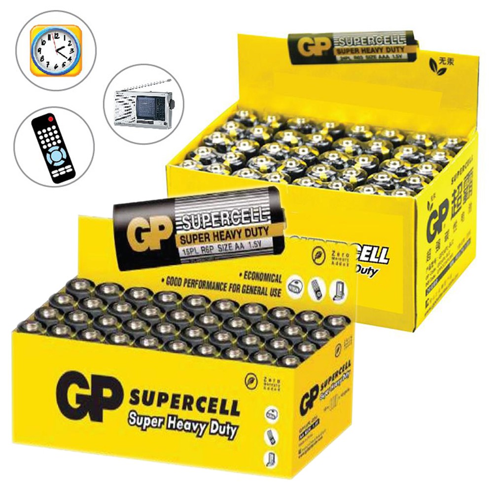 GP Supercell Heavy Duty Battery AA & AAA (1Box - 40Pcs) / Bateri GP AA ...