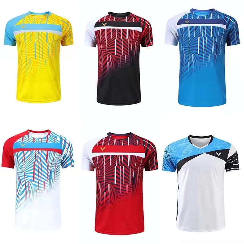 2022 new victory badminton clothing men's and women's round neck quick ...