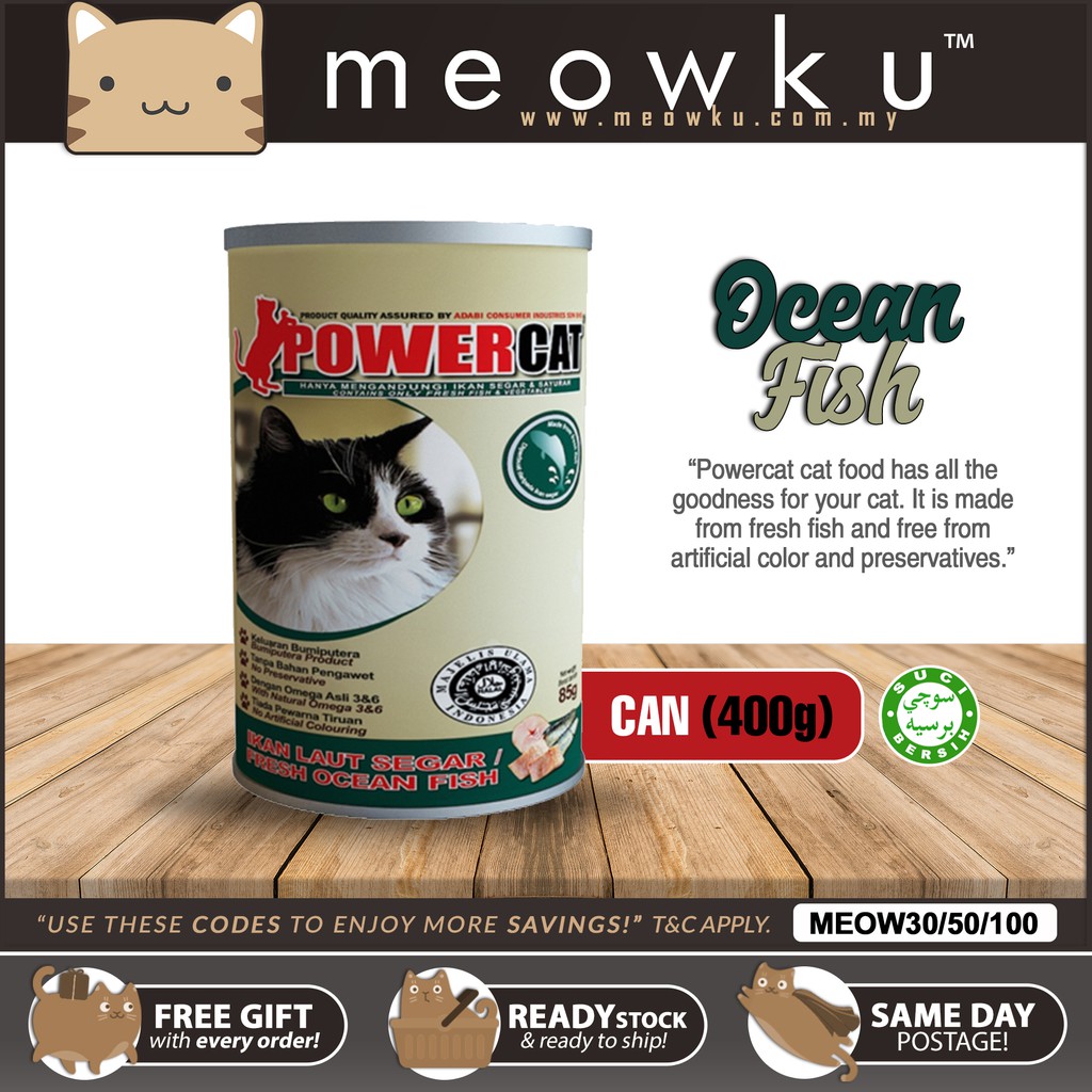 POWERCAT® FRESH OCEAN FISH 400g Wet Cat Food Canned Tin For Adult ...