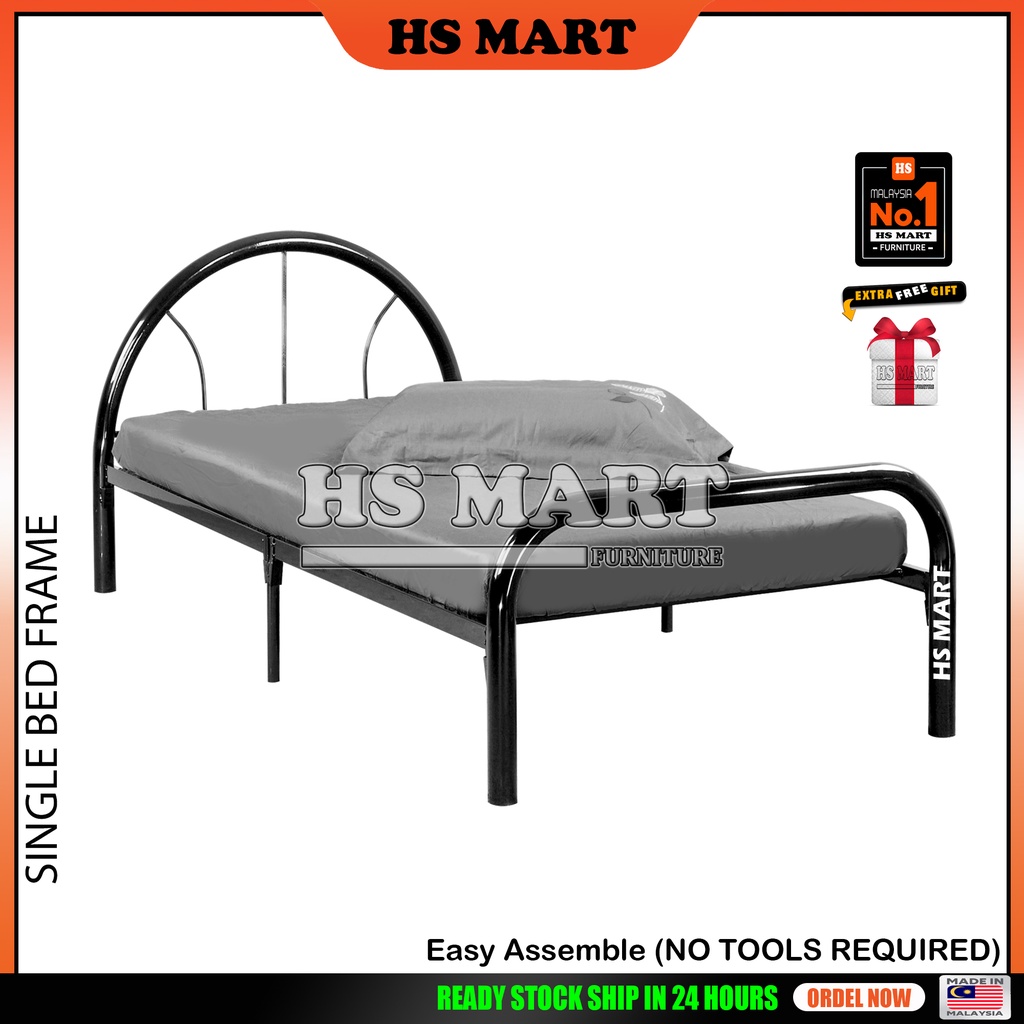 Metal Single Bed Frame by HS B5 - Katil Bujang / Katil Single / Powder ...