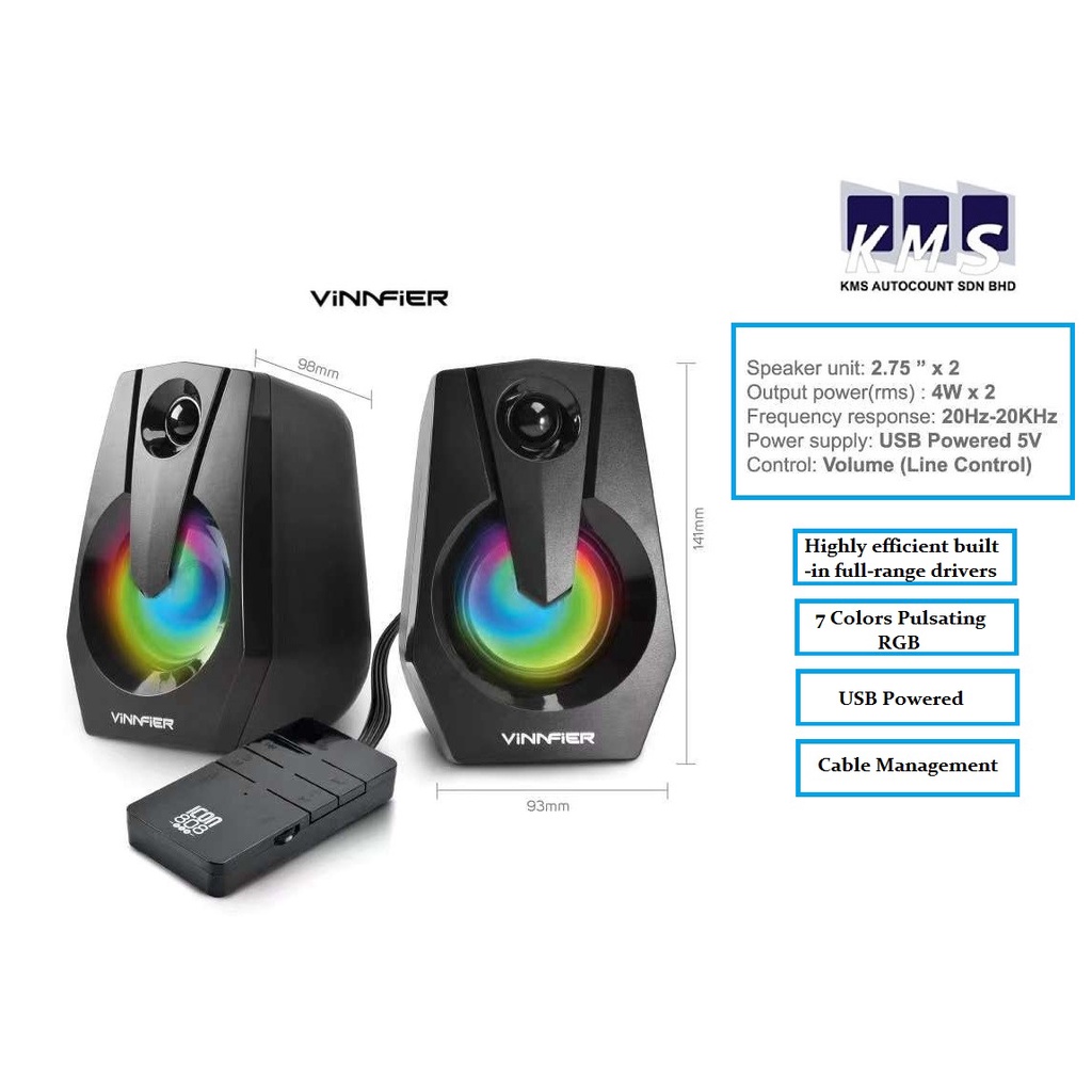 Vinnfier RGB USB Powered 2.0 Speakers ICON 505 with Highly Efficient ...