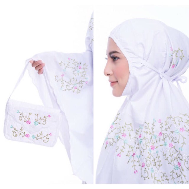 Telekung Travel Sulam Bunga (Free Bag) | Shopee Malaysia