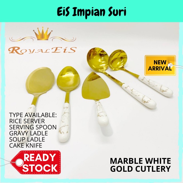 (Ready Stock!!) Royal EIS Gold Marble White Cutlery Tableware Serving ...