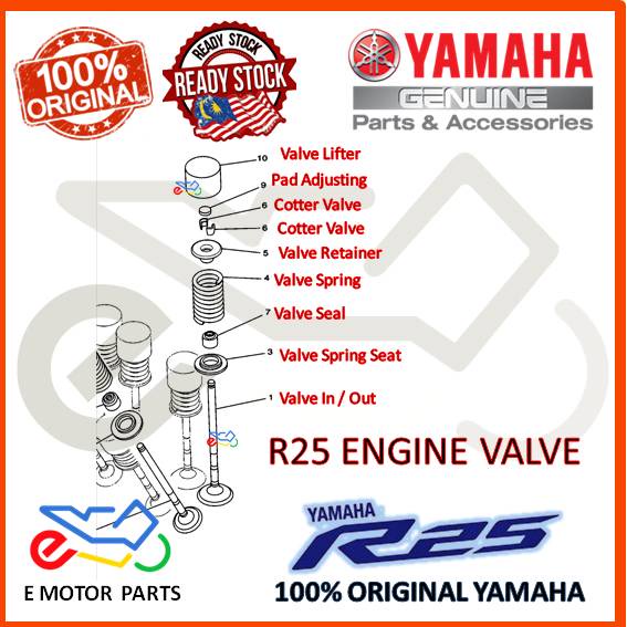 R25 ENGINE VALVE IN OUT VALVE SEAL SEAT SRPING LIFTER INPUT EXHAUST ...