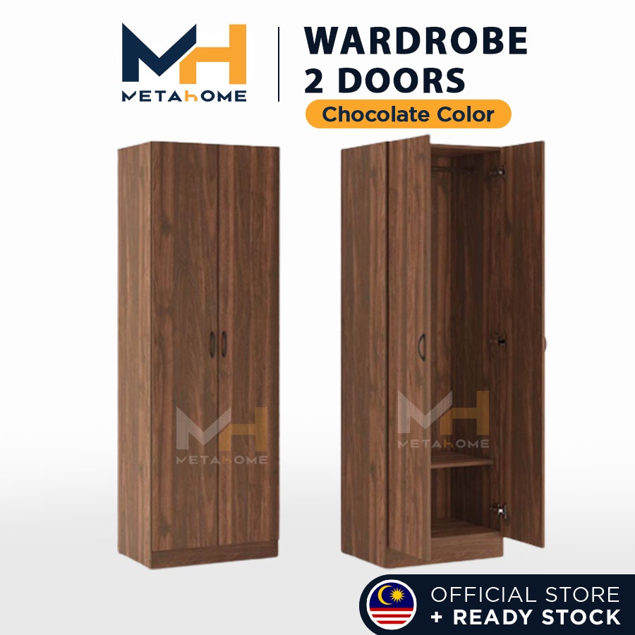 [Tall Size 180cm Height] 2 Door Wardrobe Almari Baju / Almari Pakaian ...