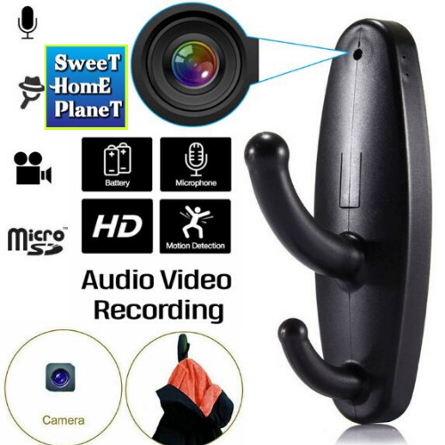 Spy Camera Motion Detection Hidden Clothes Hook DVR Nanny Babysitting ...