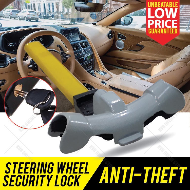 Universal T Shape Anti Theft Steering Wheel Lock Car Security Key Lock ...
