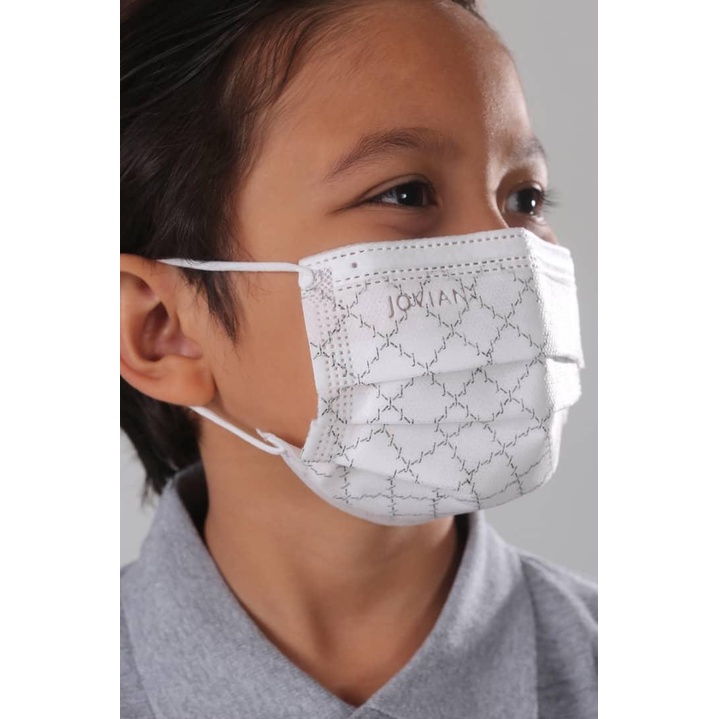 Jovian | Disposable 3Ply Monogram Mask for Kids in White | Shopee Malaysia