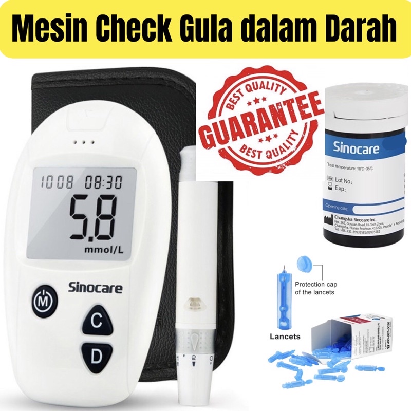 SET LENGKAP! Mesin Alat Check Gula Dalam Darah Blood Glucose Meter ...