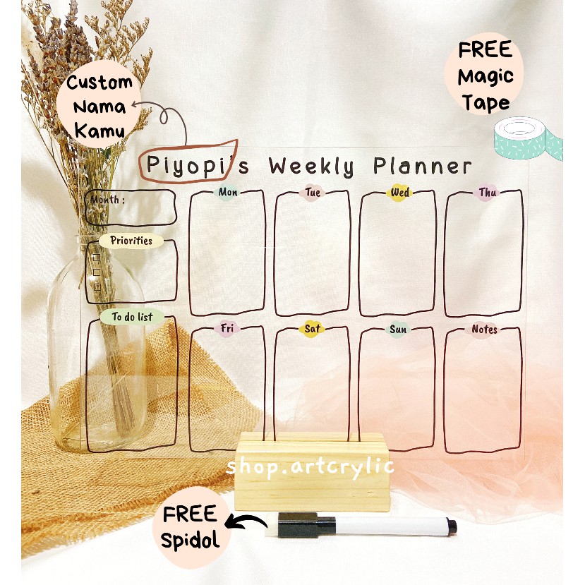Custom Acrylic Weekly Planner / To Do List / Monthly Planner | Shopee ...