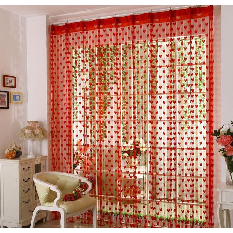 Romantic Line Curtain Love Heart Shape Partition Wall Vestibule ...