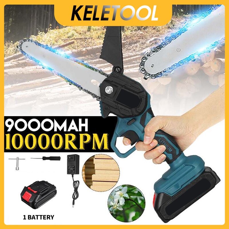 6 Inch Electric Chain Saw Pruning ChainSaw Cordless Garden Logging Saw ...