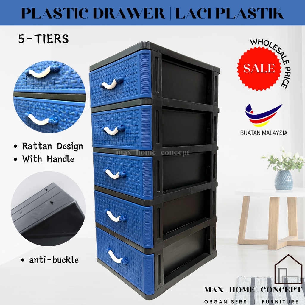 TERMURAH | 5 TIER PLASTIC DRAWER | LACI PLASTIK | MULTIPURPOSE PLASTIC ...