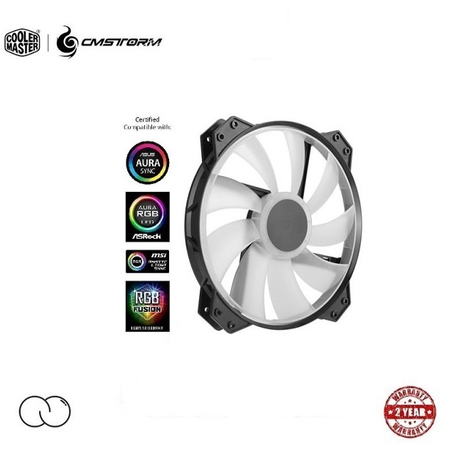 Cooler Master MasterFan MF200R 20cm RGB LED Chassis Fan / 200mm Casing ...
