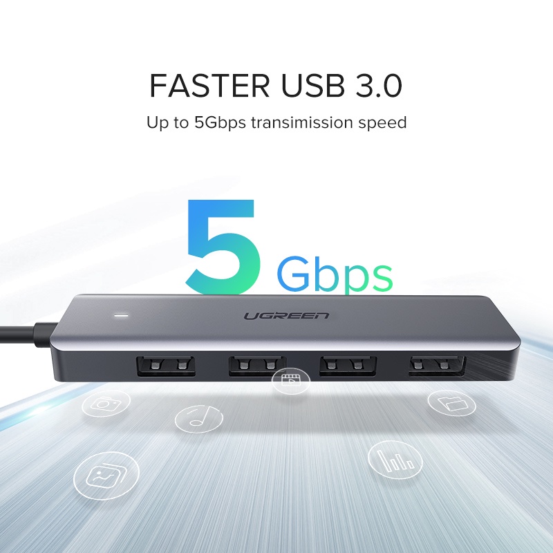 UGREEN USB 3.0 4-Port Ultra Slim High-Speed Splitter USB 3.0 Hub ...