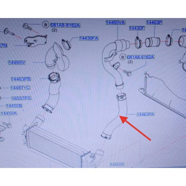 ORIGINAL NISSAN NAVARA D23 NP300 INTERCOOLER HOSE 14463-4KV0A | Shopee ...