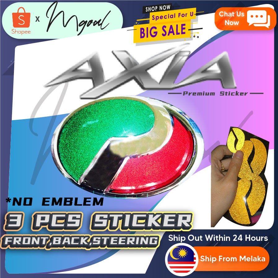 ALL AXIA LOGO STICKER PERODUA REFLECTIVE WITHOUT EMBLEM (3M STICKER ...