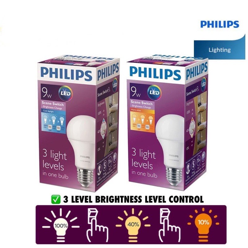 [ORIGINAL] Philips Scene Switch LED Bulbs - 3 Steps Dim (Warm White ...