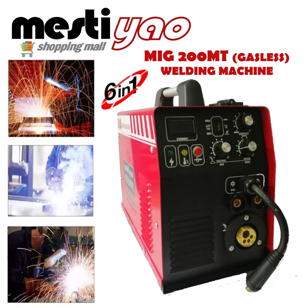 6 IN 1 MIG 200MT Professional MIG Gasless (Non-Gas) Digital Welding ...
