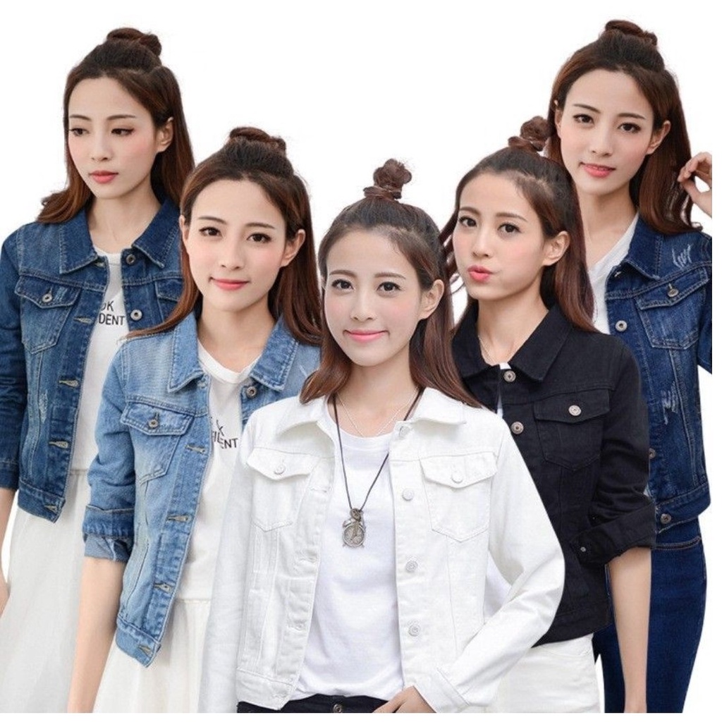 Jacket Perempuan High Quality Denim Long Sleeve Women Denim Jeans ...