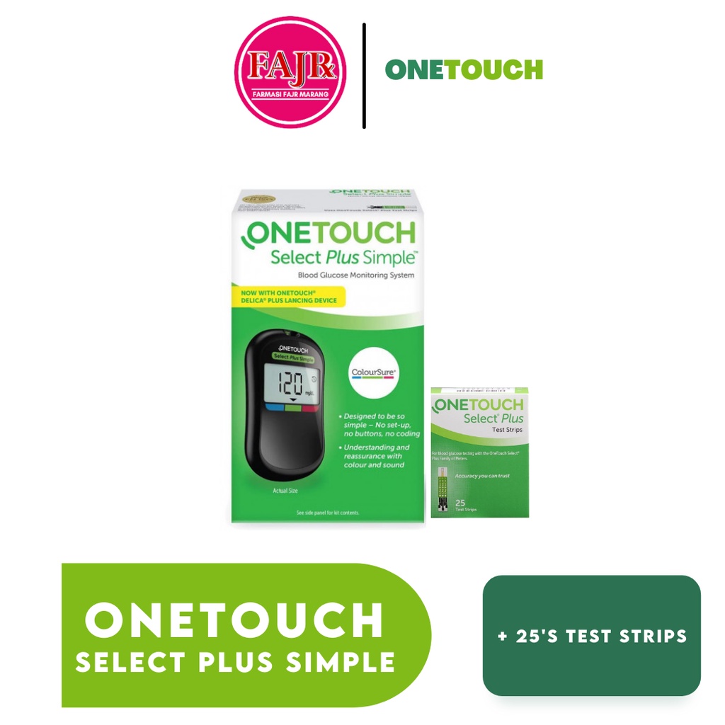 One Touch Select Plus Simple ColourSure (Free 25's Test strips ...