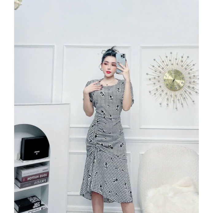 New Arrival Korean Midi Dress Short Sleeved Floral Midi Dress | Shopee ...