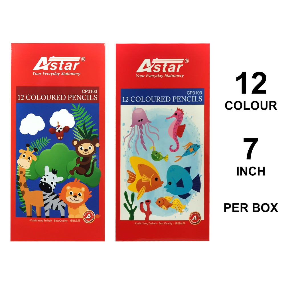 Astar 12 Colours Colour Pencil - Long (CP3103) Colouring Pencil Colour ...