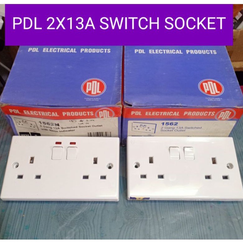 [READY STOCK] PDL 2X13A Switch Socket Outlet (1562) / PDL 2 Gang 13A S ...