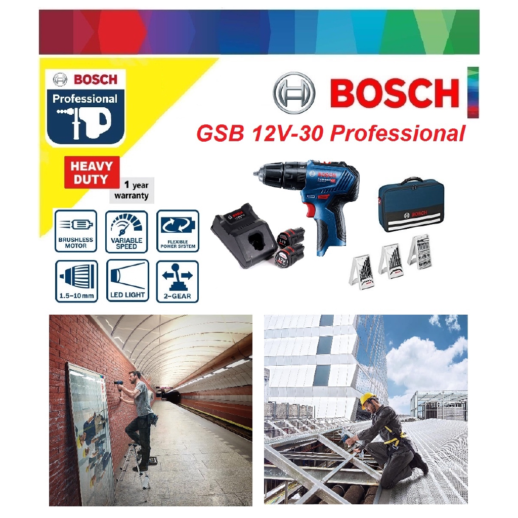 Bosch GSB 12V-30 EC-Brushless Cordless Impact Drill | Shopee Malaysia