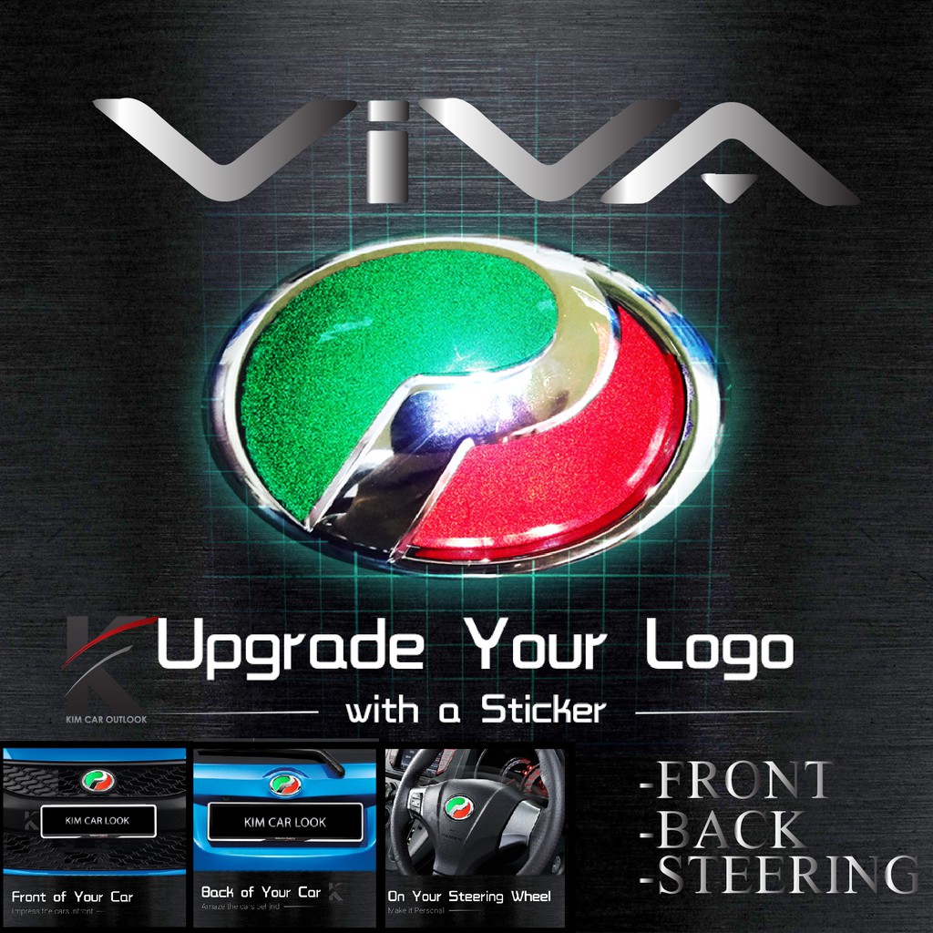 VIVA PERODUA LOGO STICKER REFLECTIVE WITH STEERING (3M ULTRA THIN ...