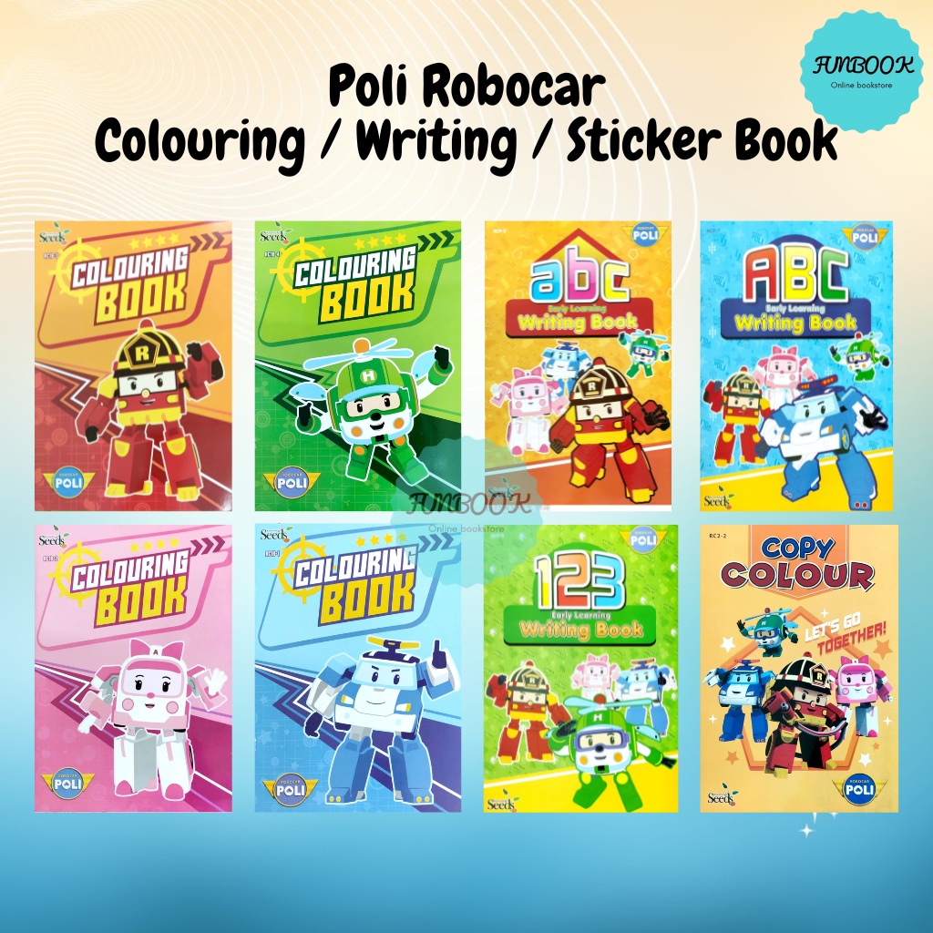 [FUNBOOK] Robocar Poli Colouring / Writing Book Kids Coloring Book ...
