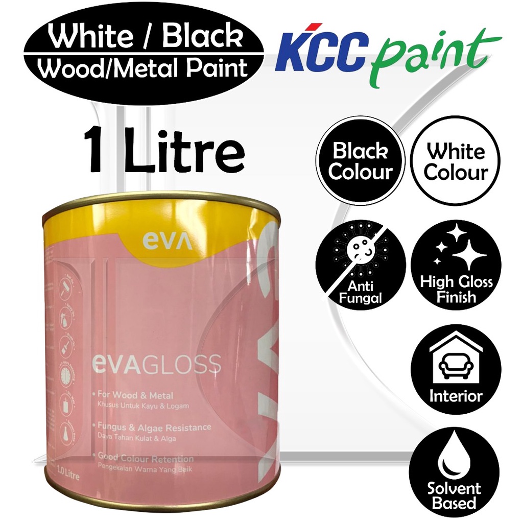KCC Evagloss White / Black 1L Interior Oil Paint / Wood & Metal Paint ...