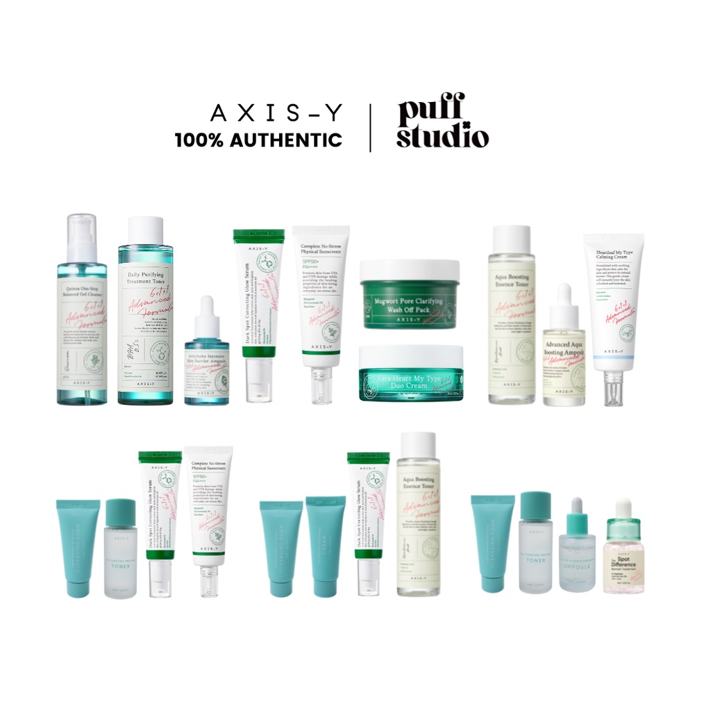 AXIS-Y Skincare Set (Gel Cleanser/ Toner/ Glow Serum/ Artichoke Ampoule ...