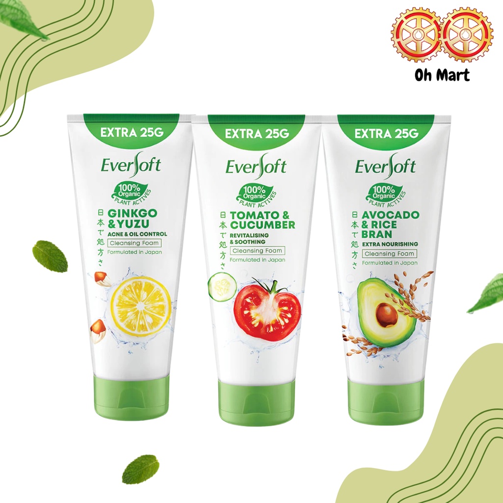 Eversoft Cleansing Foam/Gel Tomato & Cucumber/Ginko & Yuzu/Coix Seed ...