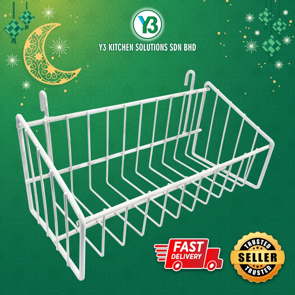 Hang Basket Wire White color with Hook Holder Adjustable Organizer Rack ...