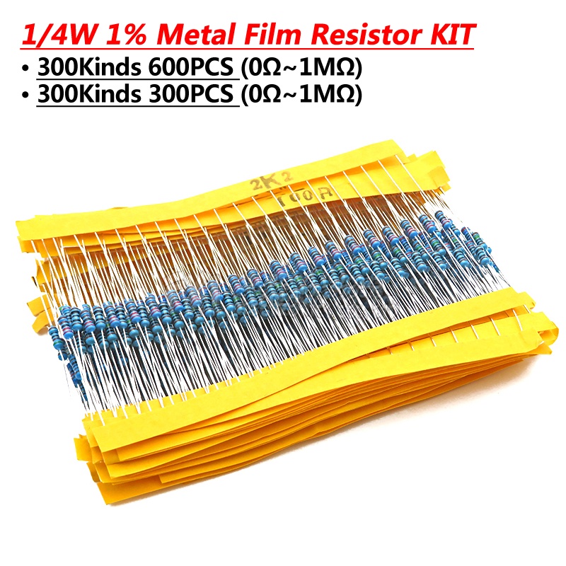 600pcs/set 30 Kinds 1/4W Resistance 1% Metal Film Resistor Pack ...
