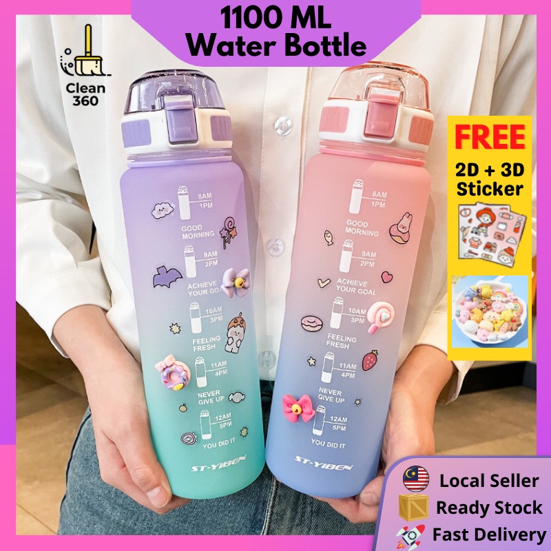 Botol Air Viral Sport Water Bottle 1100ML Bekas Air Minuman Cute Water ...