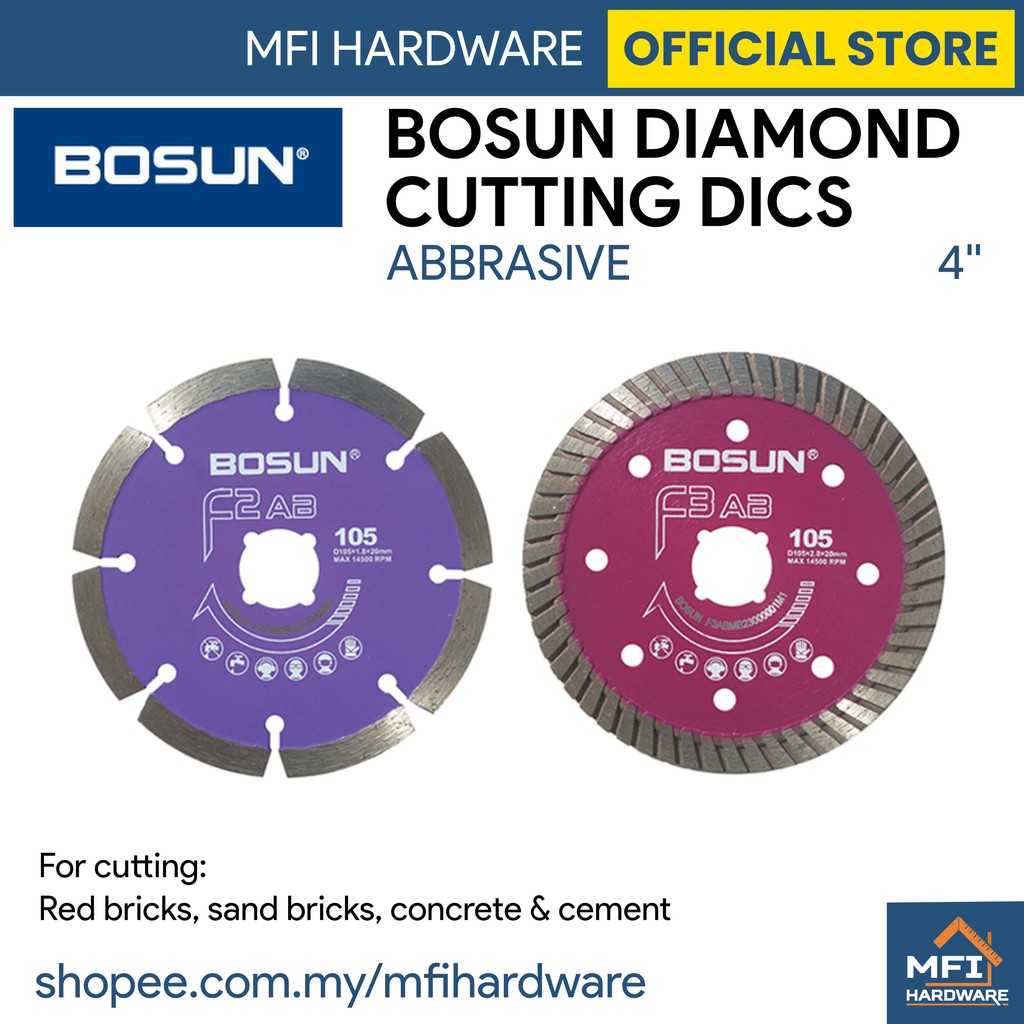 BOSUN F2AB F3AB 4'' ABRASIVE Diamond Cutting Disc for Red Brick, Sand ...