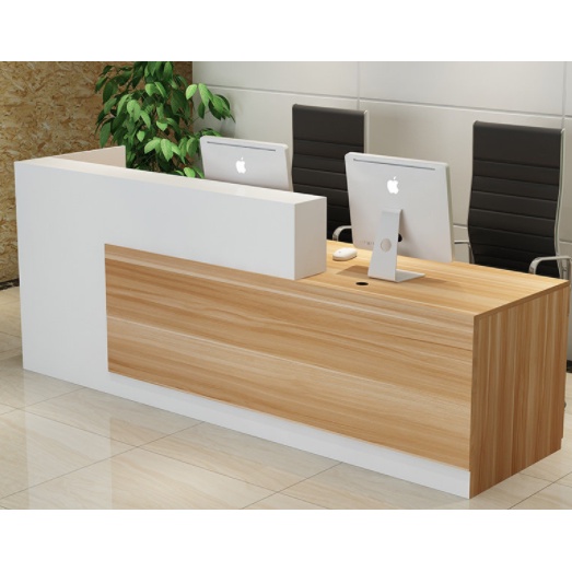 180x55x100cm Brown White Cashier Counter Table Commercial Reception ...
