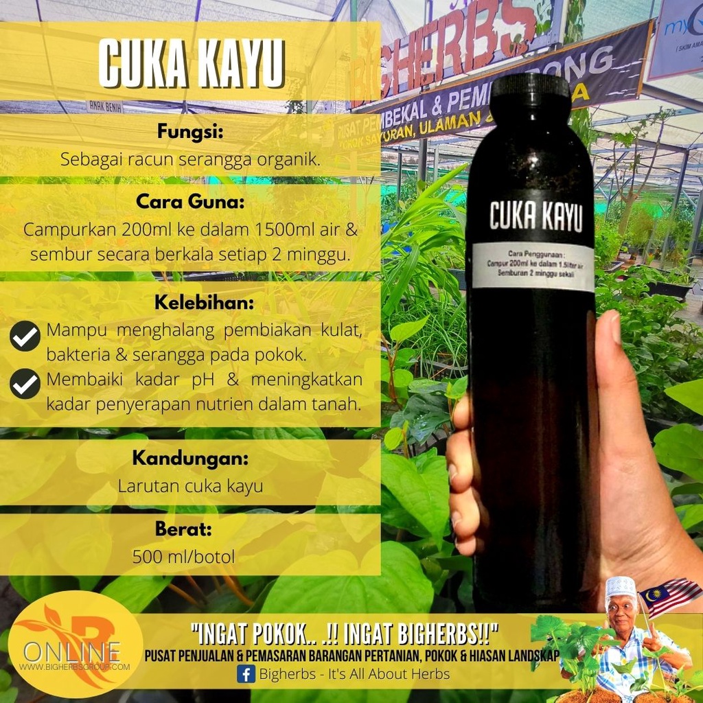 Cuka Kayu Racun Serangga Organik 500ml (Wood Vinegar) | Shopee Malaysia
